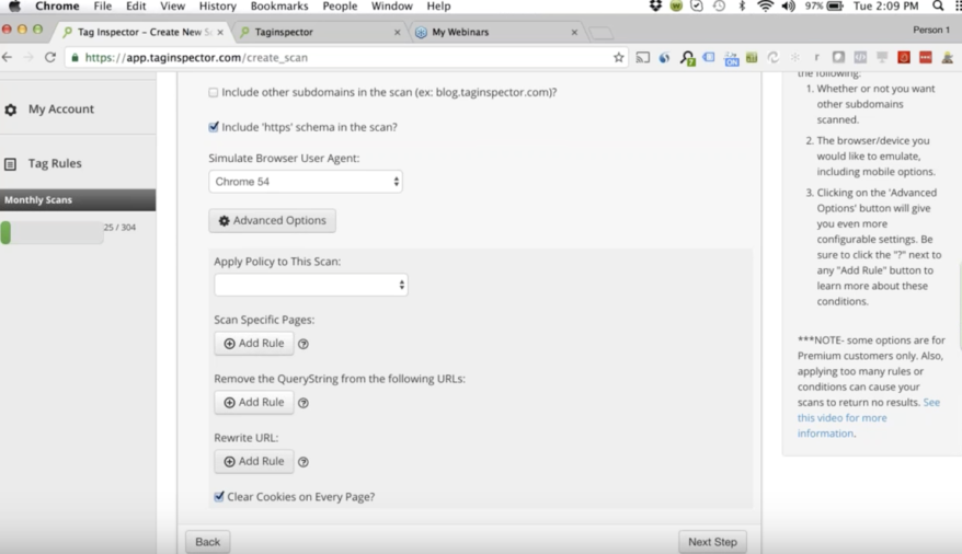 Start Scanning | Tag Inspector | A Tag Audit Platform